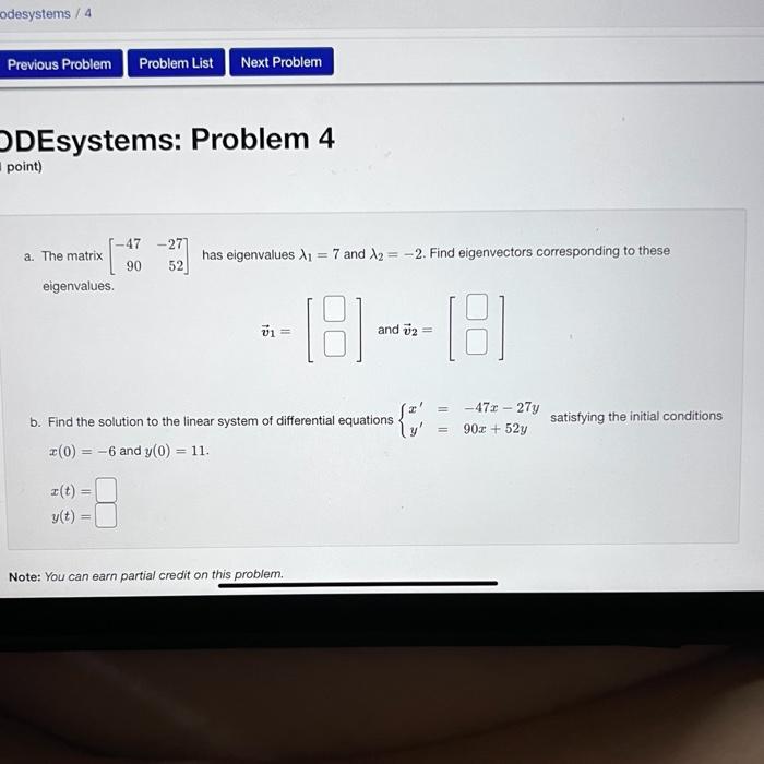 Solved revious Problem Problem List Next Problem DEsystems: | Chegg.com