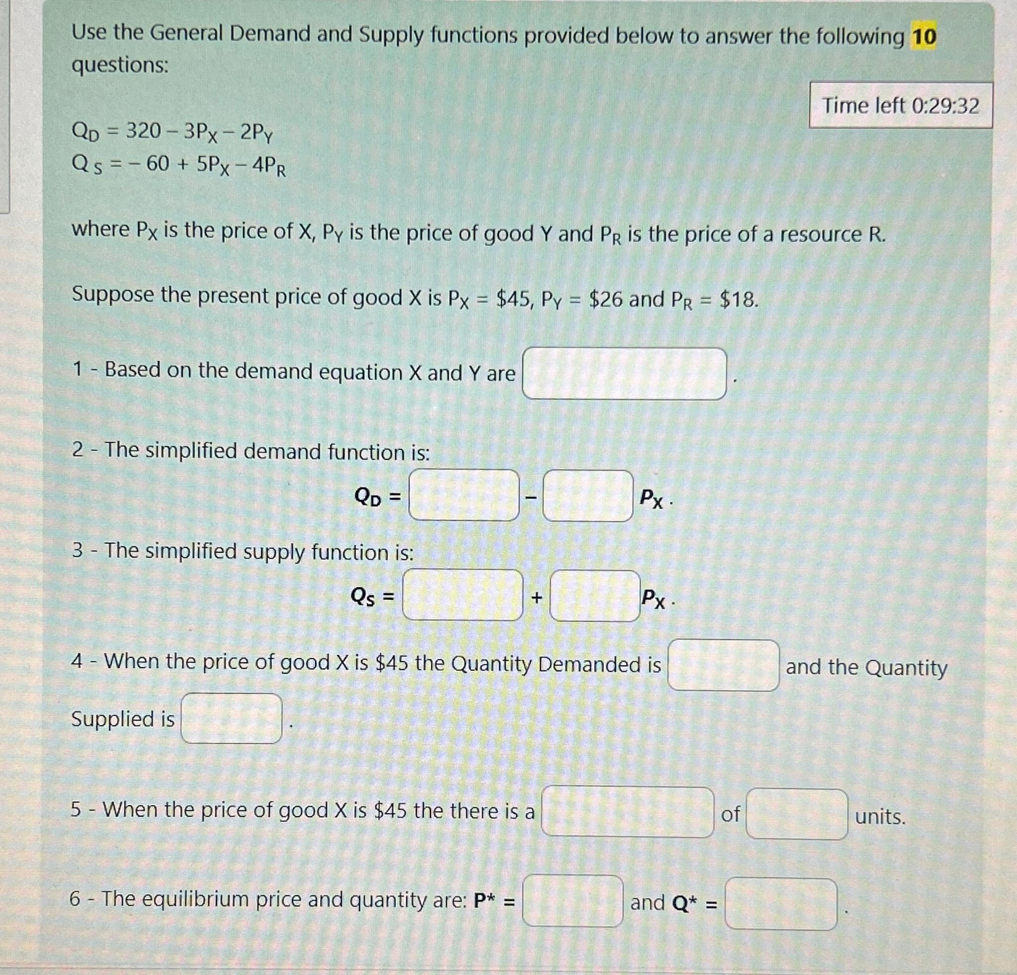 Solved Use the General Demand and Supply functions provided | Chegg.com