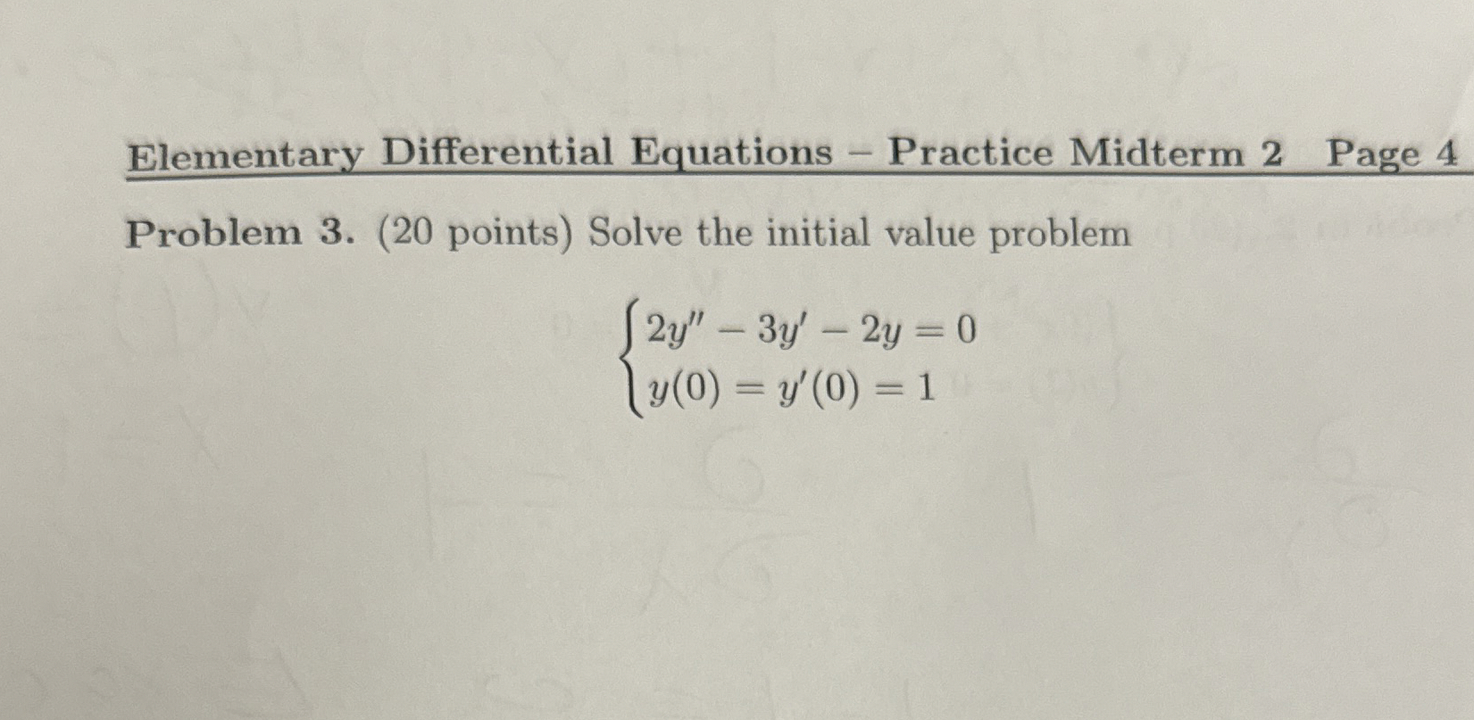 Solved Elementary Differential Equations - ﻿Practice Midterm | Chegg.com