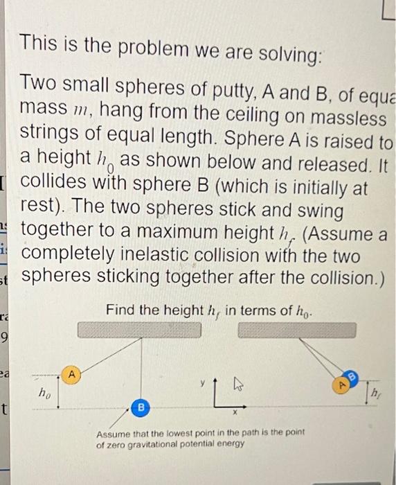 Solved This is the problem we are solving: Two small spheres | Chegg.com