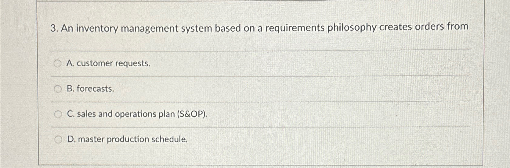 Solved An inventory management system based on a | Chegg.com