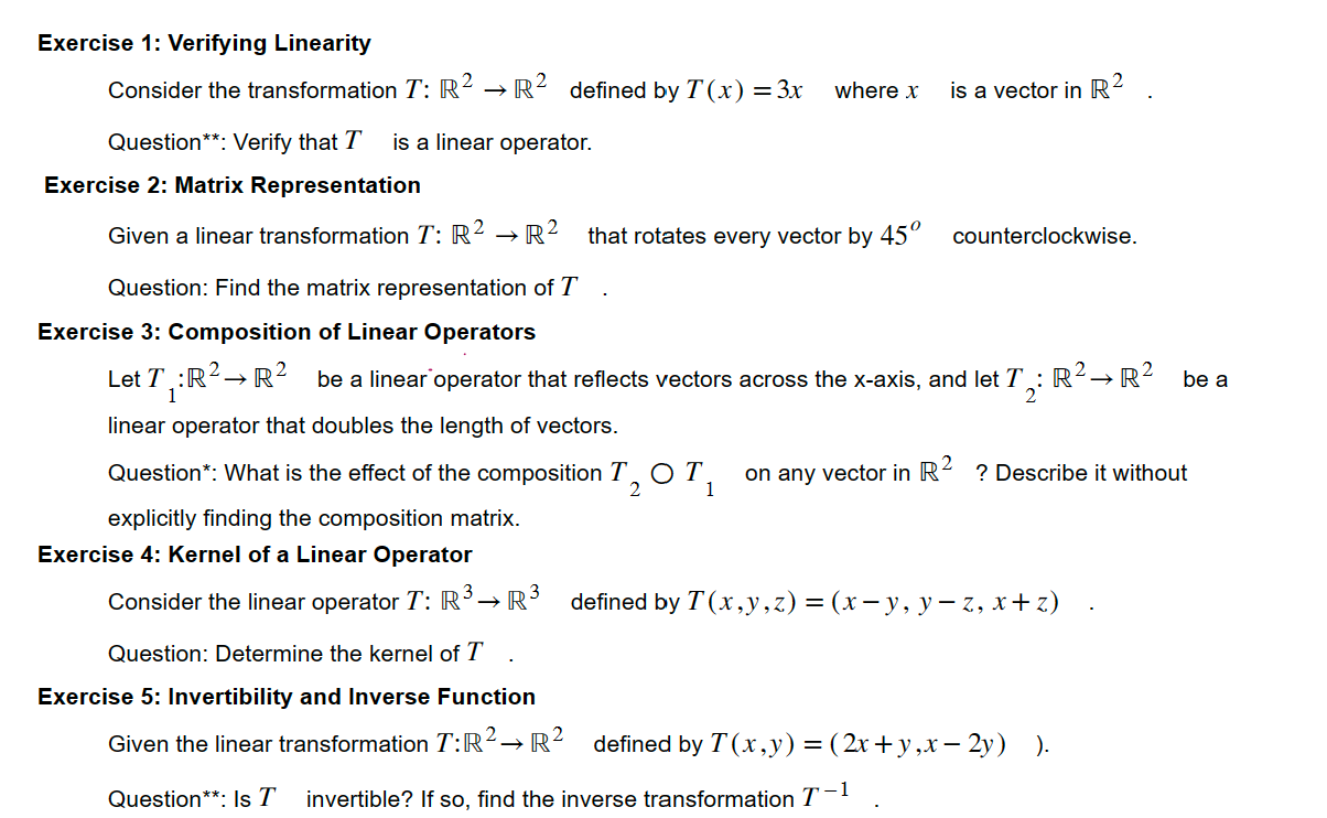 Solved Exercise 1: Verifying LinearityConsider the | Chegg.com