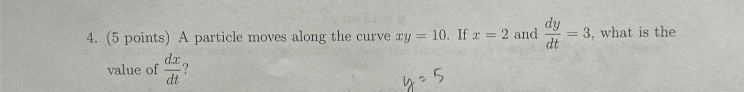 Solved (5 ﻿points) ﻿A particle moves along the curve xy=10. | Chegg.com