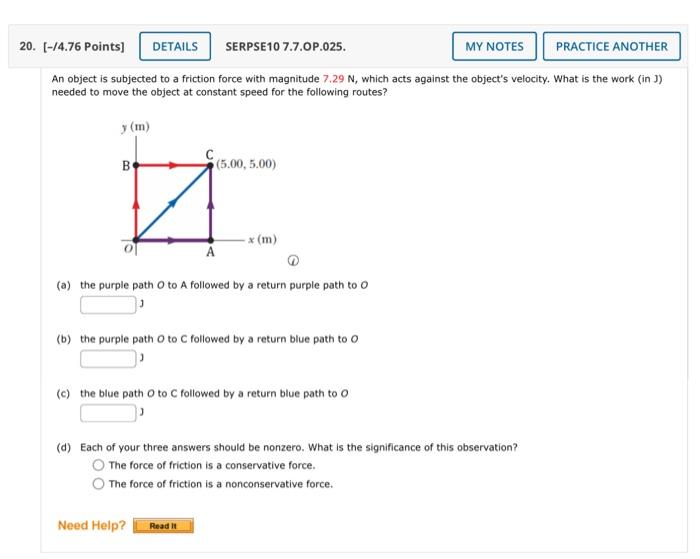 Solved An object is subjected to a friction force with | Chegg.com