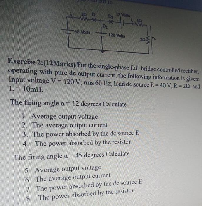 Solved Exercise 2:(12Marks) For the single-phase full-bridge | Chegg.com