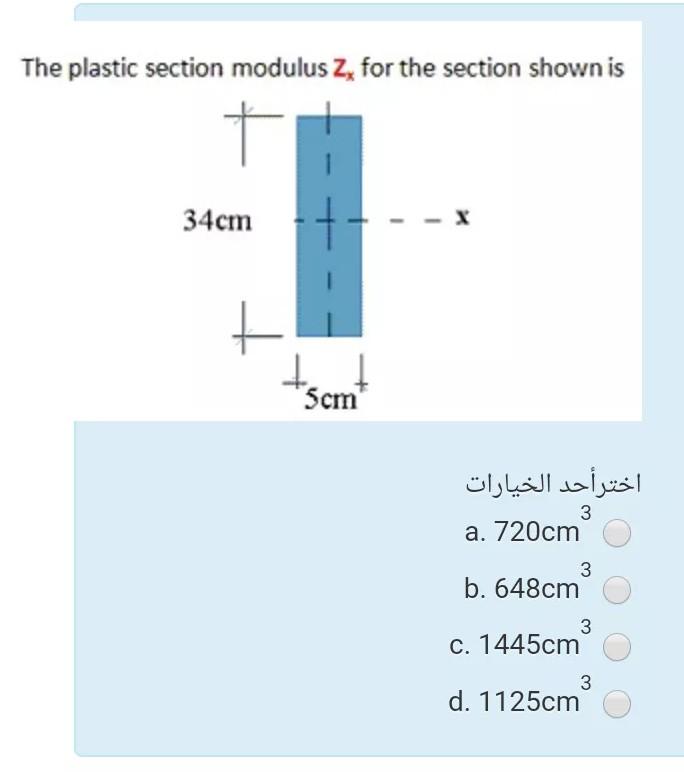 Solved The plastic section modulus 2, for the section shown | Chegg.com