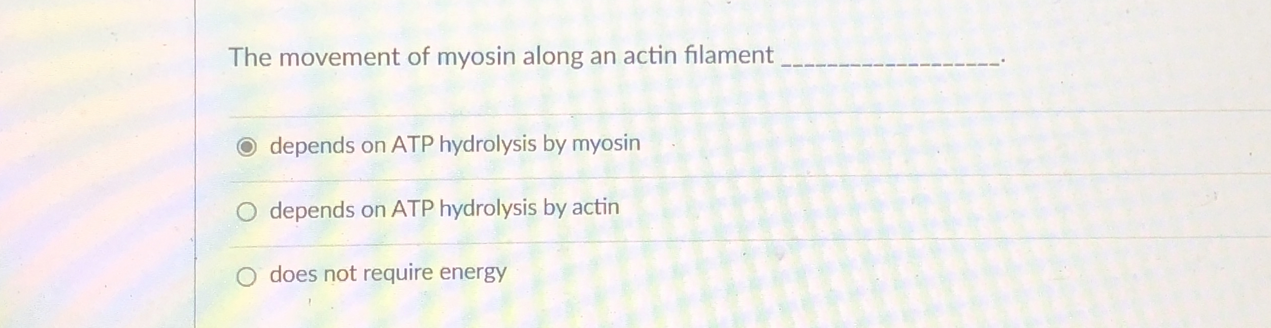 Solved The movement of myosin along an actin | Chegg.com