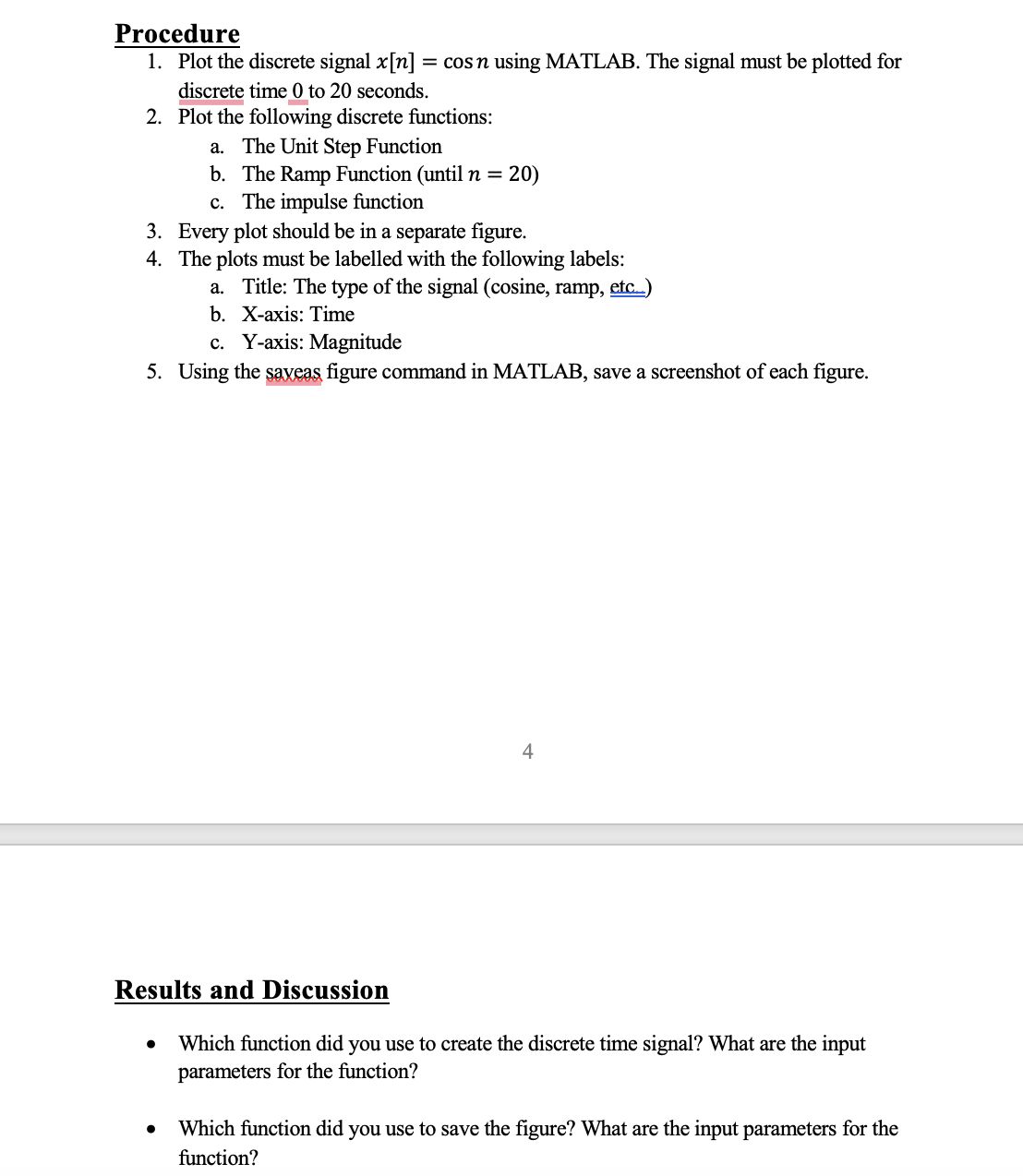 Solved ProcedurePlot the discrete signal x[n]=cosn ﻿using | Chegg.com