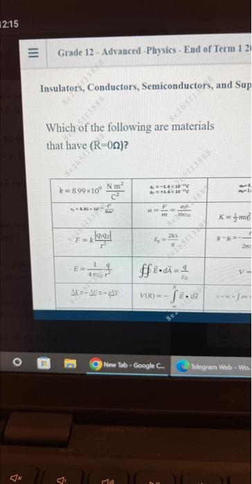Solved Insulators, Conductors, Semiconductors, and Sup Which | Chegg.com