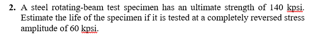 Solved A steel rotating-beam test specimen has an ultimate | Chegg.com