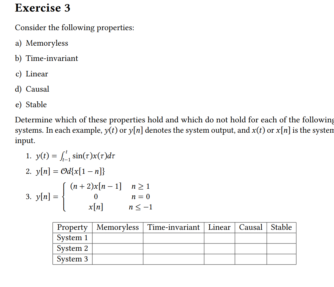 Solved Exercise 3Consider the following properties:a) | Chegg.com