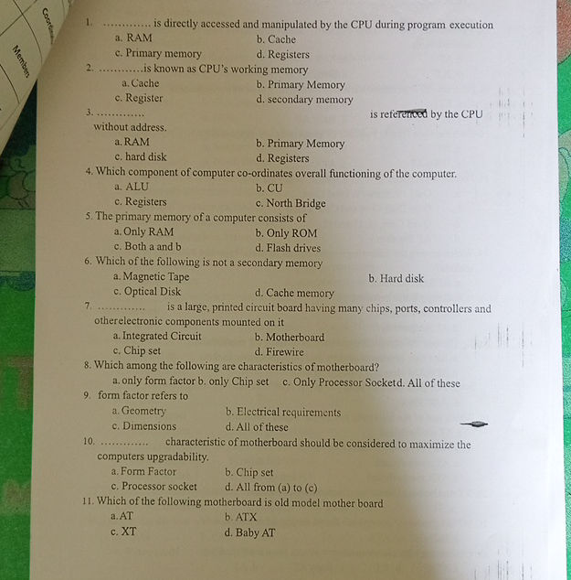 Solved 1. ﻿is directly accessed and manipulated by the CPU | Chegg.com