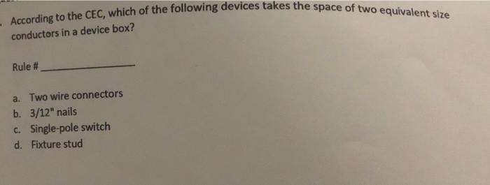 Solved According to the CEC, which of the following devices | Chegg.com