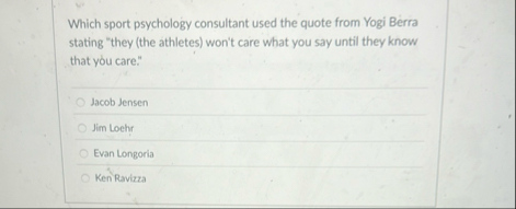 Solved Which sport psychology consultant used the quote from | Chegg.com