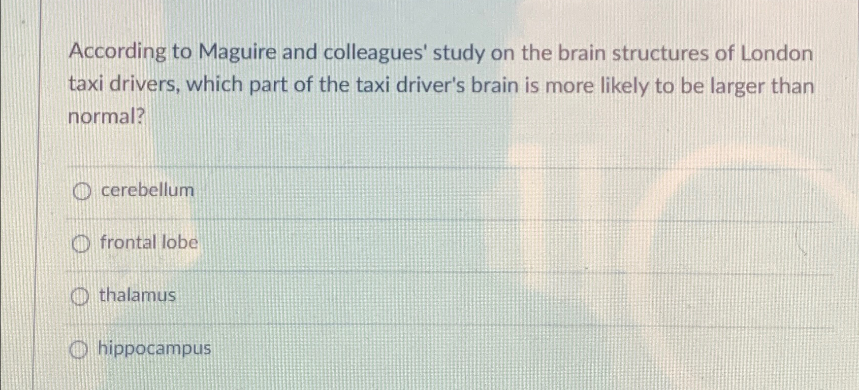 Solved According to Maguire and colleagues' study on the | Chegg.com