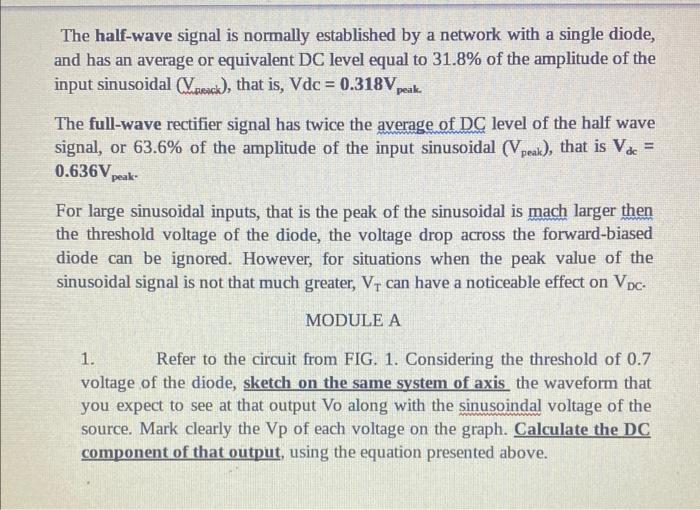 Solved The half-wave signal is normally established by a | Chegg.com