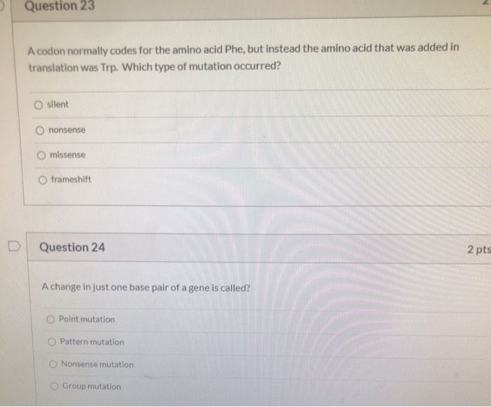 Solved 2 Question 23 A codon normally codes for the amino | Chegg.com