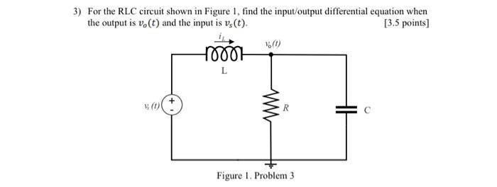 Solved 3 For The Rlc Circuit Shown In Figure 1 Find Th 