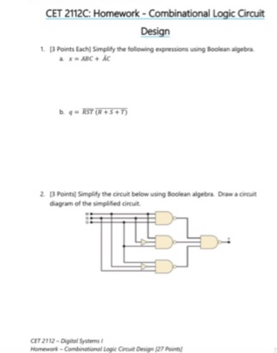 Solved CET 2112C: Homework - Combinational Logic Circuit | Chegg.com