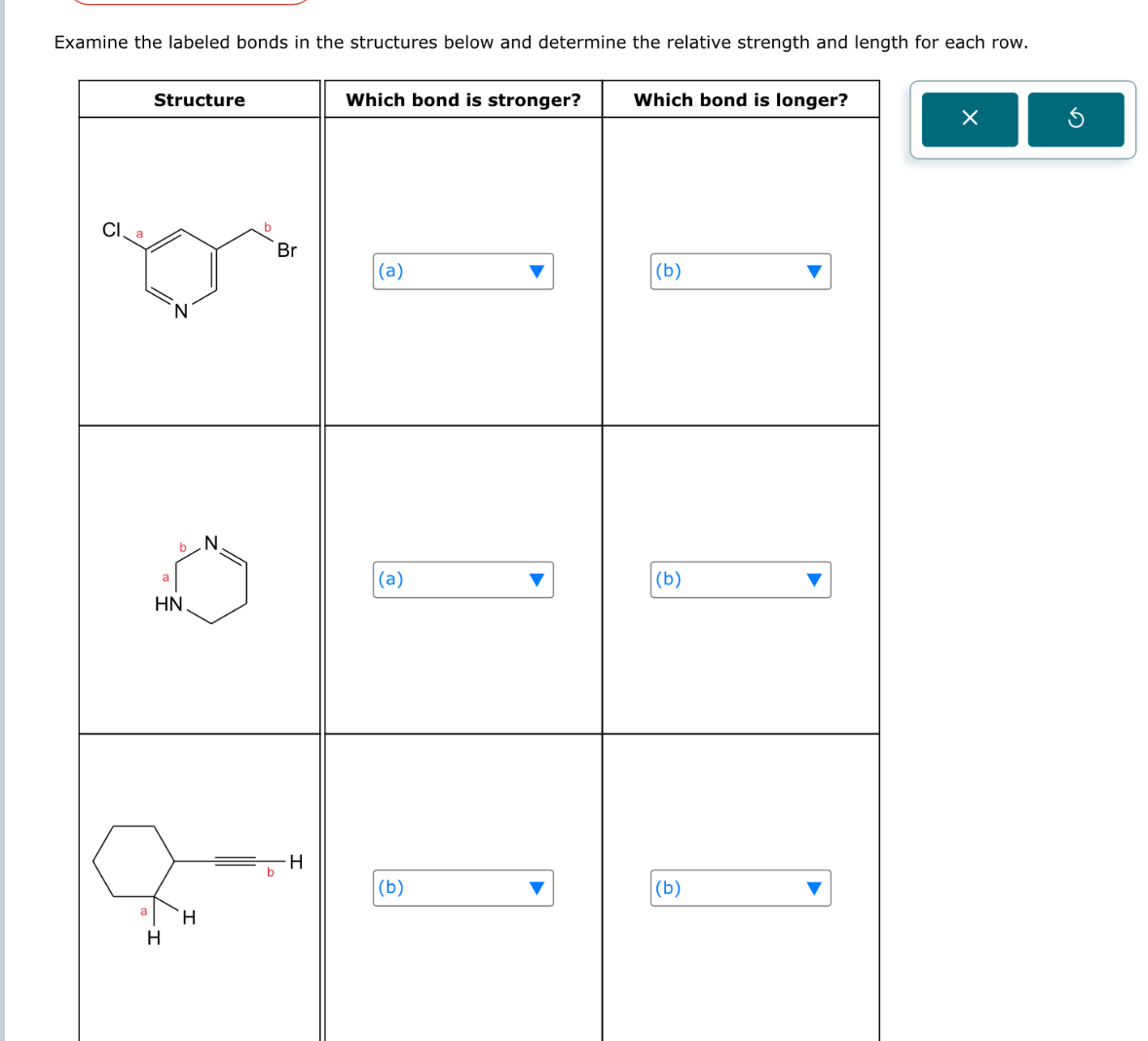 Examine the labeled bonds in the structures below and | Chegg.com