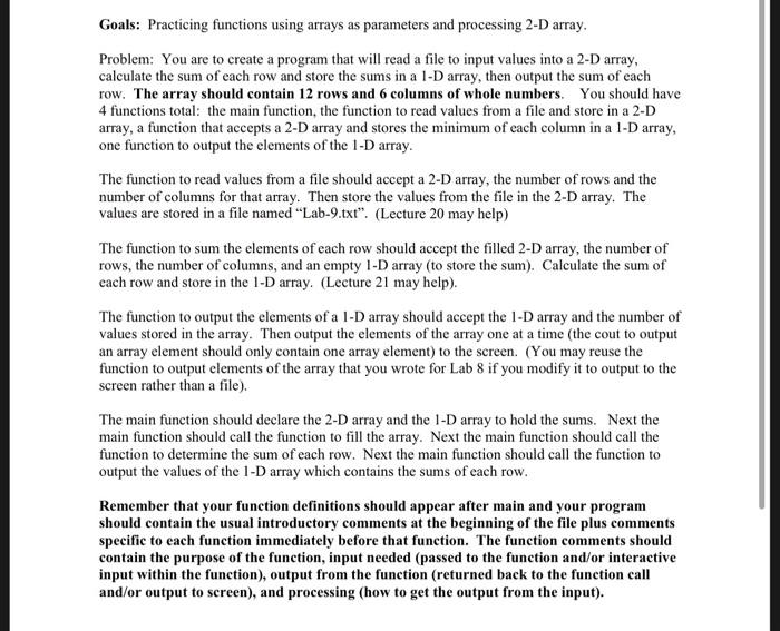 Solved Goals: Practicing functions using arrays as | Chegg.com