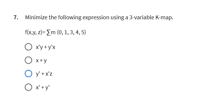 Solved Minimize the following expression using a 3-variable | Chegg.com