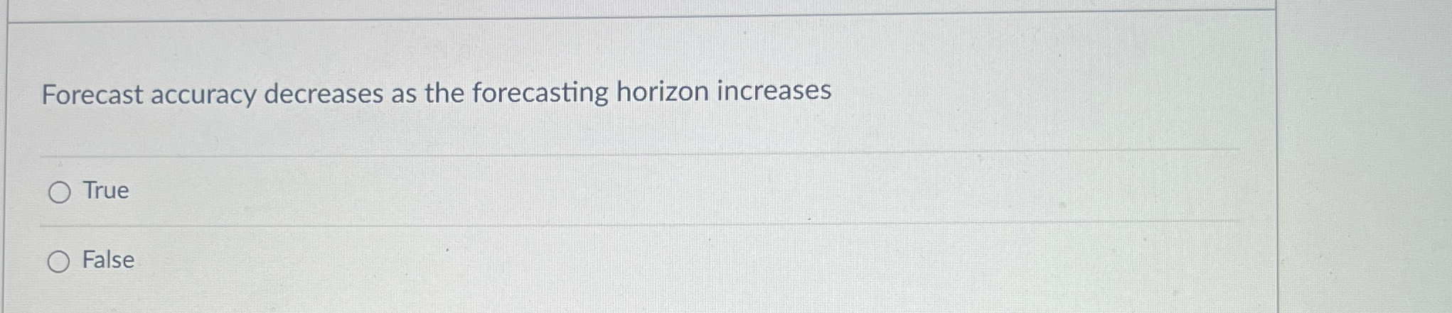 Solved Forecast accuracy decreases as the forecasting | Chegg.com