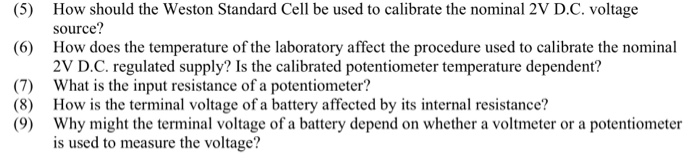 Solved (5) How should the Weston Standard Cell be used to | Chegg.com