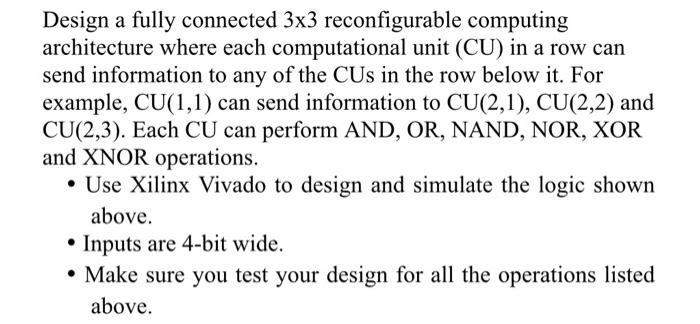 Solved Design A Fully Connected 3×3 Reconfigurable Computing