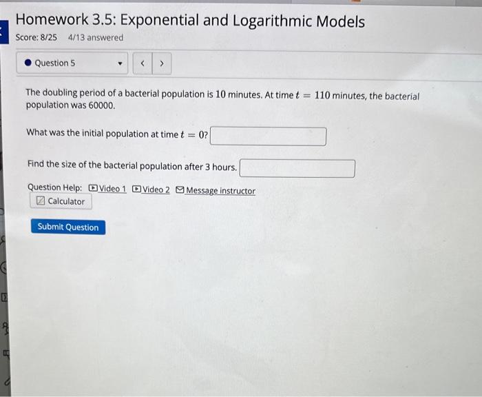 Solved Homework 3.5: Exponential and Logarithmic Models | Chegg.com