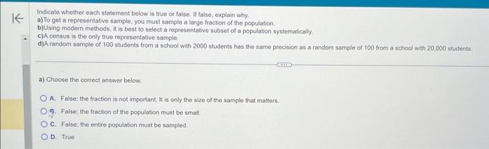 Solved Indicate whether each statement below is true or | Chegg.com