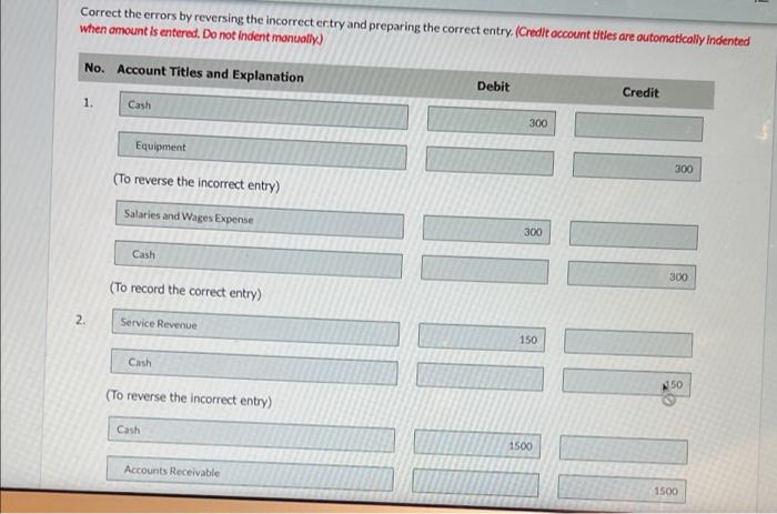 Solved Correct the errors without reversing the incorrect | Chegg.com