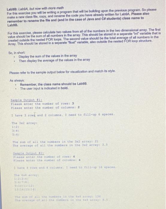 Solved Lab9B: Lab9A, but now with more math For this | Chegg.com