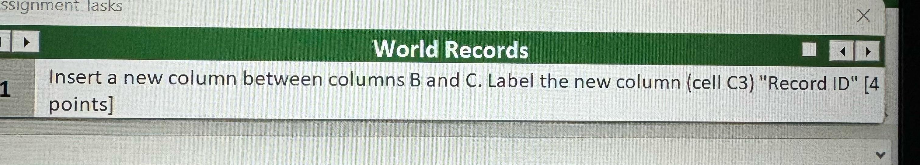 Solved World RecordsInsert a new column between columns B | Chegg.com