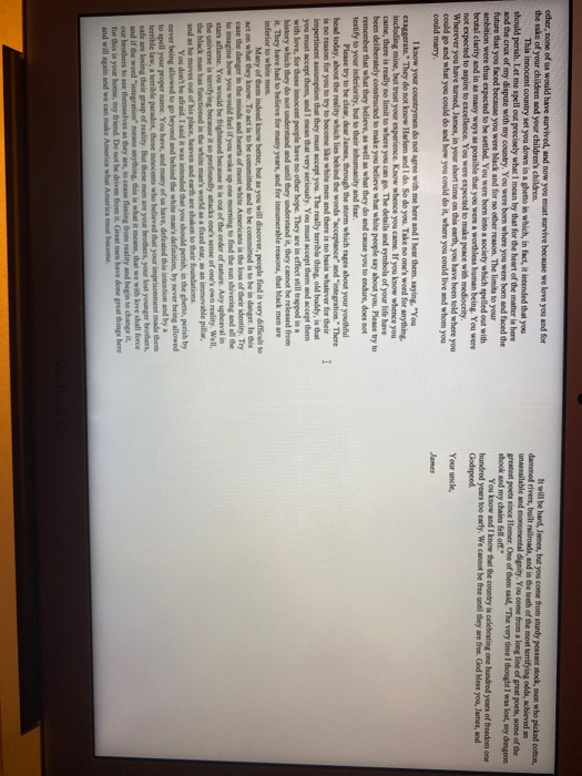 James Baldwin's "Letter to My Nephew" is an honest | Chegg.com