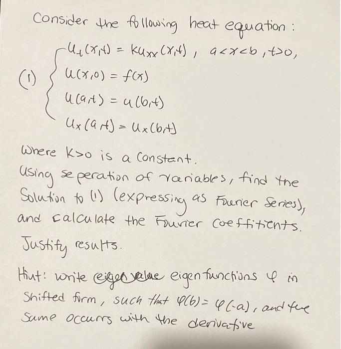 Solved consider the following heat equation : -U, (8,4)= | Chegg.com