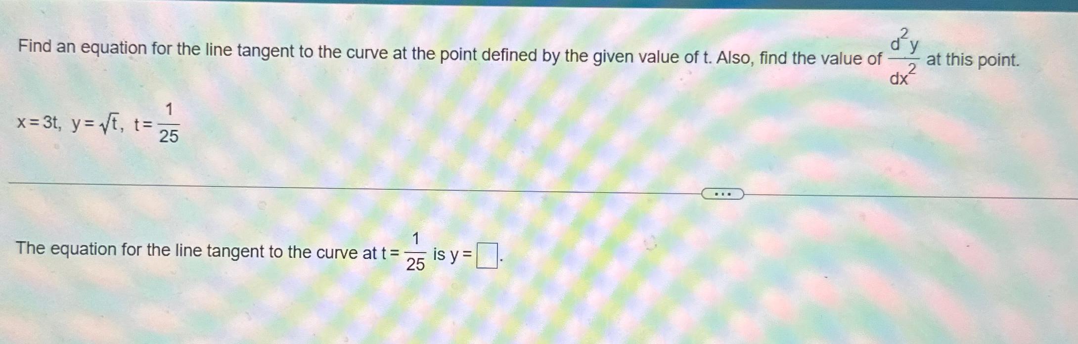 Solved Find an equation for the line tangent to the curve at | Chegg.com