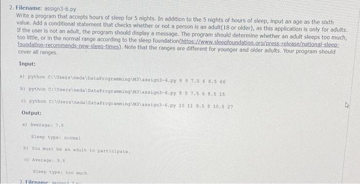 Solved 2 Filename Assign3 6 Py Write A Program That