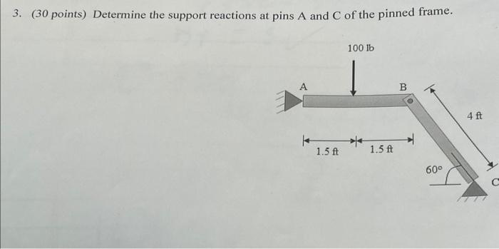 Solved 3. (30 points) Determine the support reactions at | Chegg.com