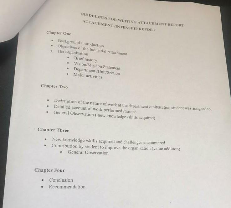 GUIDELINES FOR WRITING ATTACHMENT REPORT | Chegg.com