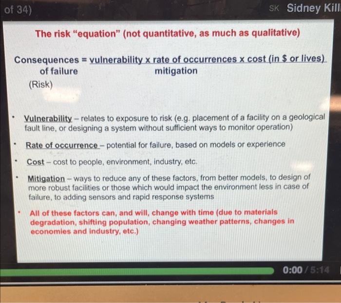 Solved 1. Apply the risk equation on slide 11 to the New | Chegg.com