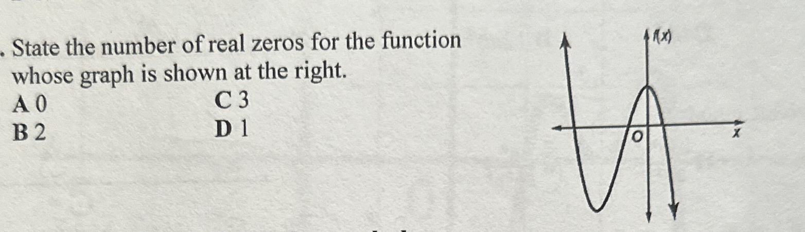 Solved State the number of real zeros for the function whose | Chegg.com