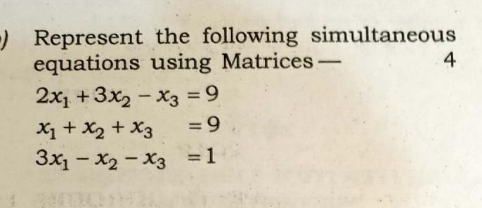 Solved Represent the following simultaneous equations using | Chegg.com
