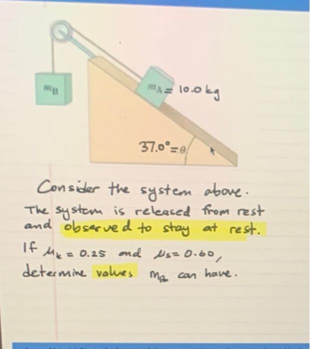 Solved Consider the system above. The system is released | Chegg.com