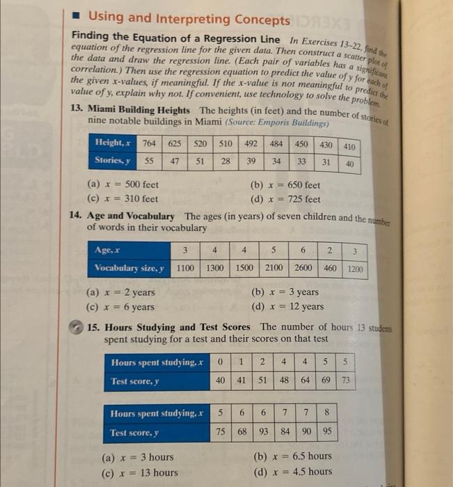 Solved Using and Interpreting Concepts Finding the Equation | Chegg.com