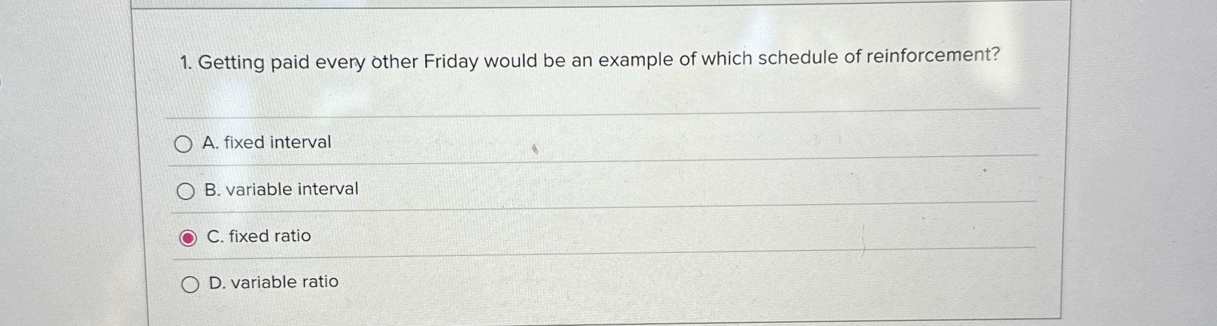 Solved Getting paid every other Friday would be an example | Chegg.com