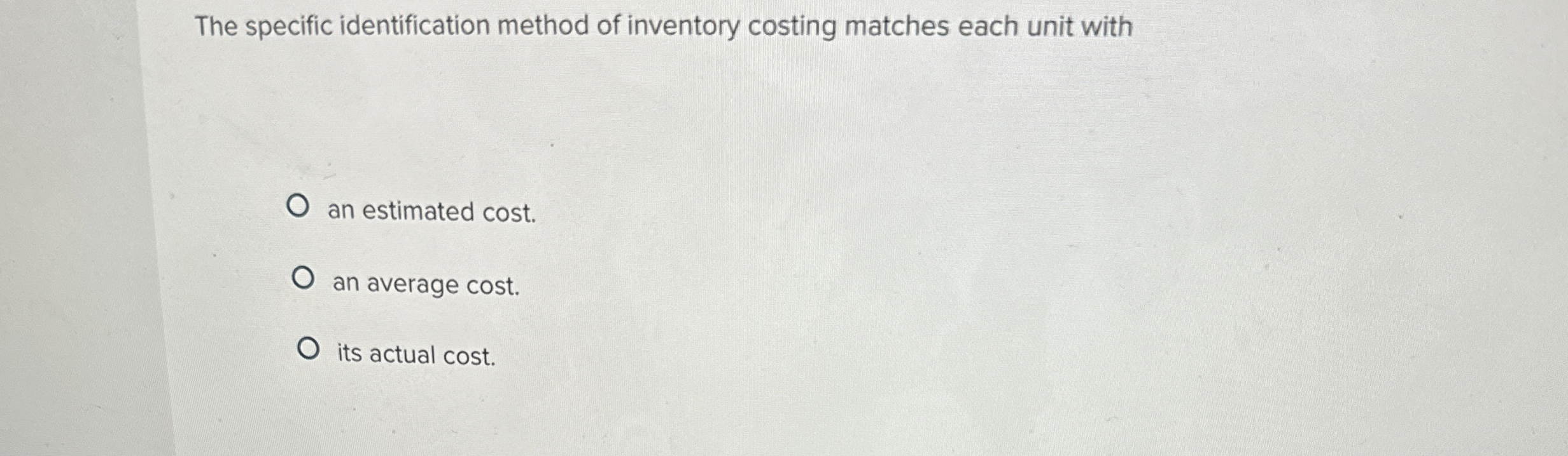 Solved The specific identification method of inventory | Chegg.com