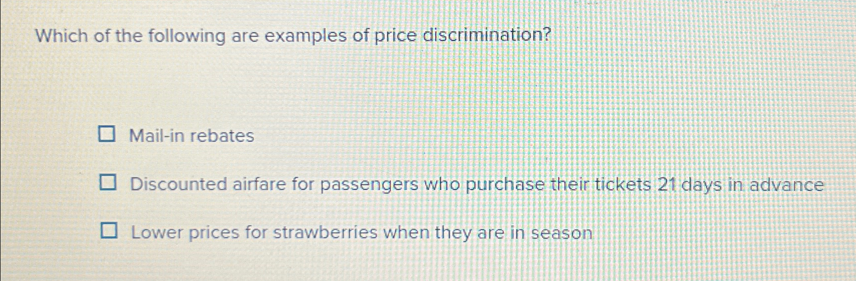 Solved Which of the following are examples of price | Chegg.com