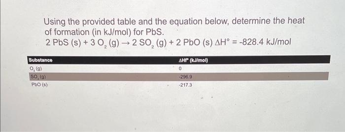 [Solved]: Using the provided table and the equation below,
