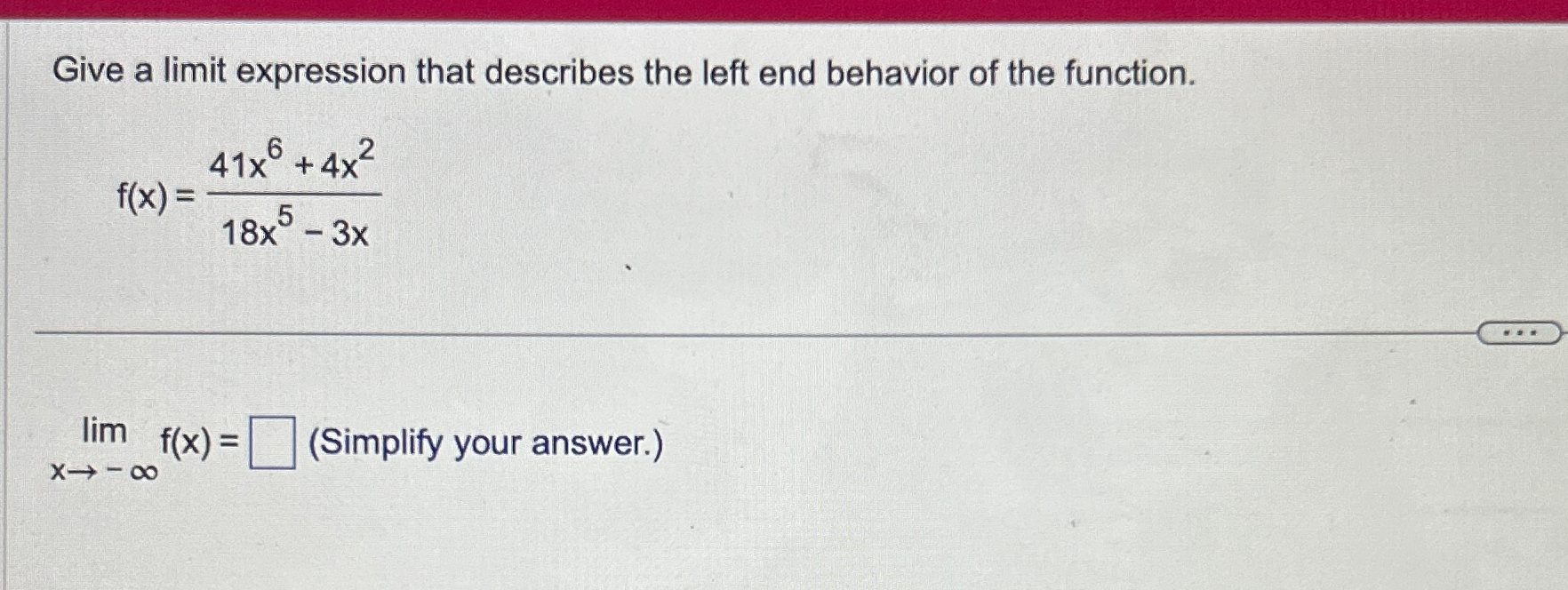 Solved Give a limit expression that describes the left end | Chegg.com